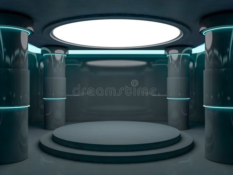 Abstract Modern Architecture Background, Empty Open Space Interior. 3D ...