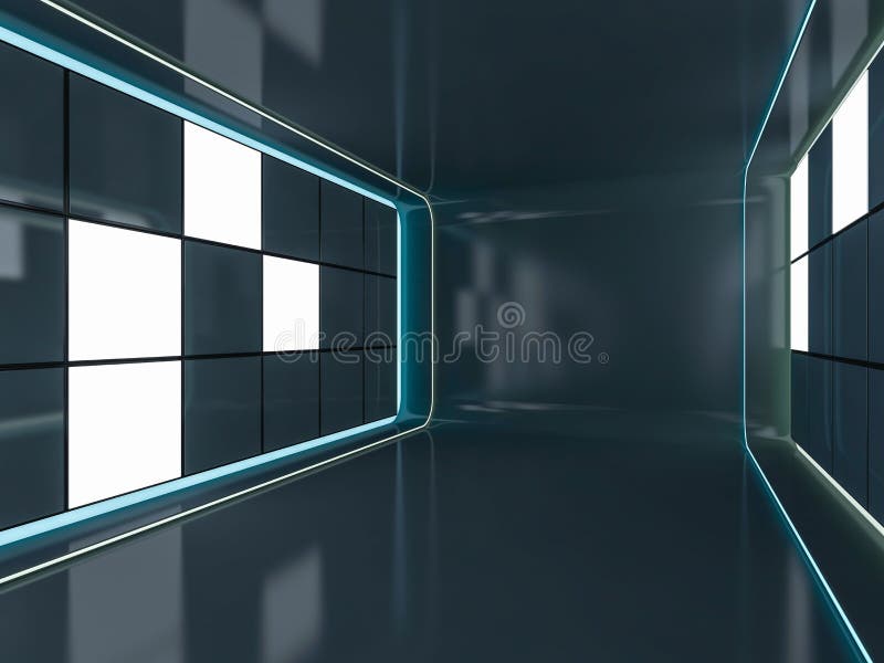 Abstract Modern Architecture Background, Empty Open Space Interior. 3D ...