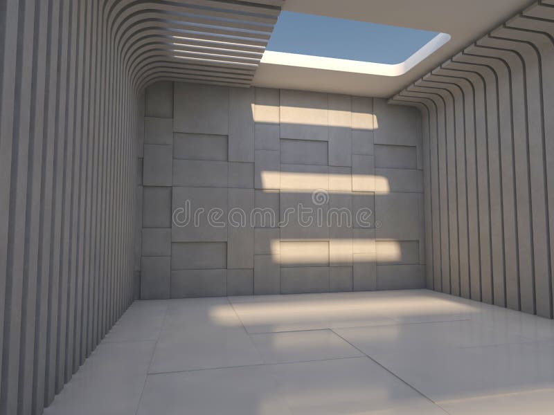 Abstract Modern Architecture Background, Empty Open Space Interior. 3D ...