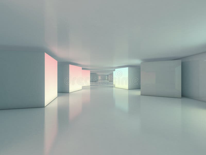Abstract Modern Architecture Background, Empty Open Space Interior. 3D ...