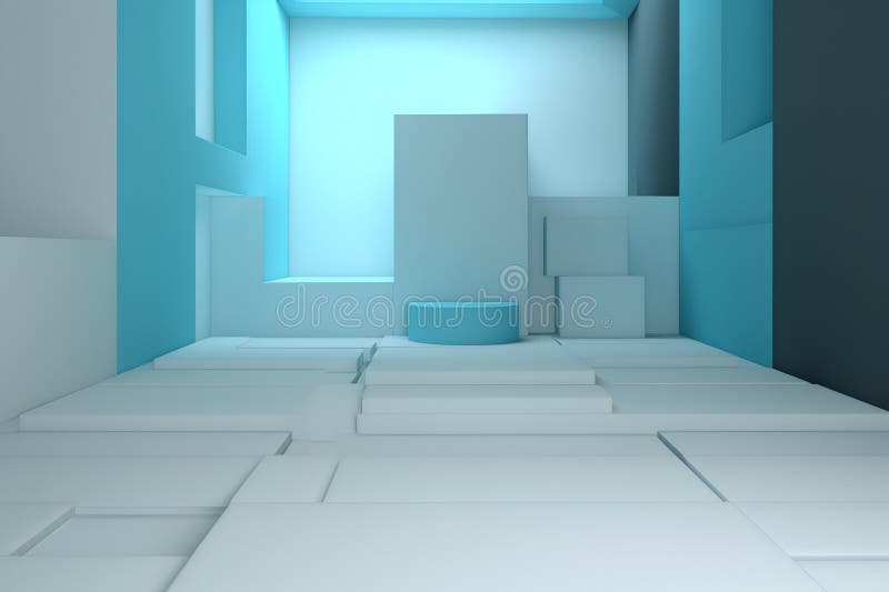 Abstract Modern Architecture Background, Empty Open Space Interior. 3D ...