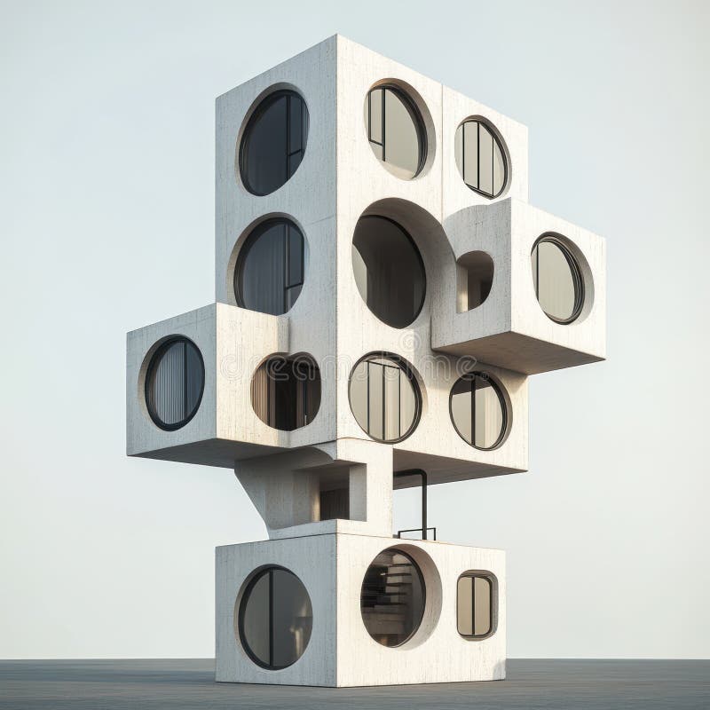 Abstract Modern Architecture Building with Circular Windows Stock Photo ...