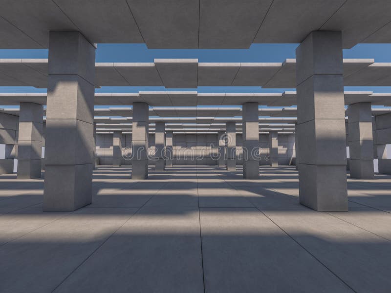 Abstract Modern Architecture Empty Background. 3D Illustration Stock ...