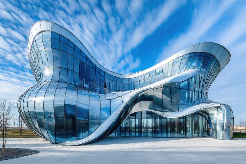 Abstract Modern Architecture, Glass Building Structure, Wave Shape ...