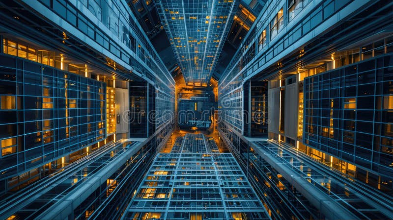 Abstract Modern Architecture at Night Stock Image - Image of geometric ...