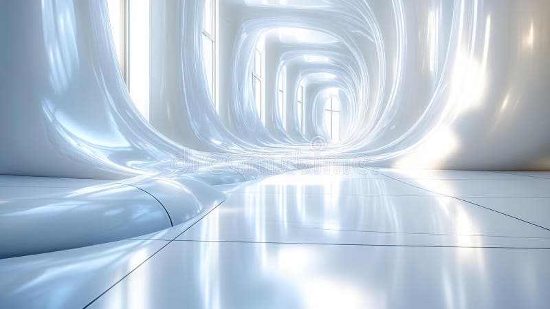 Abstract Modern Architecture White Curved Hallway Stock Illustration ...