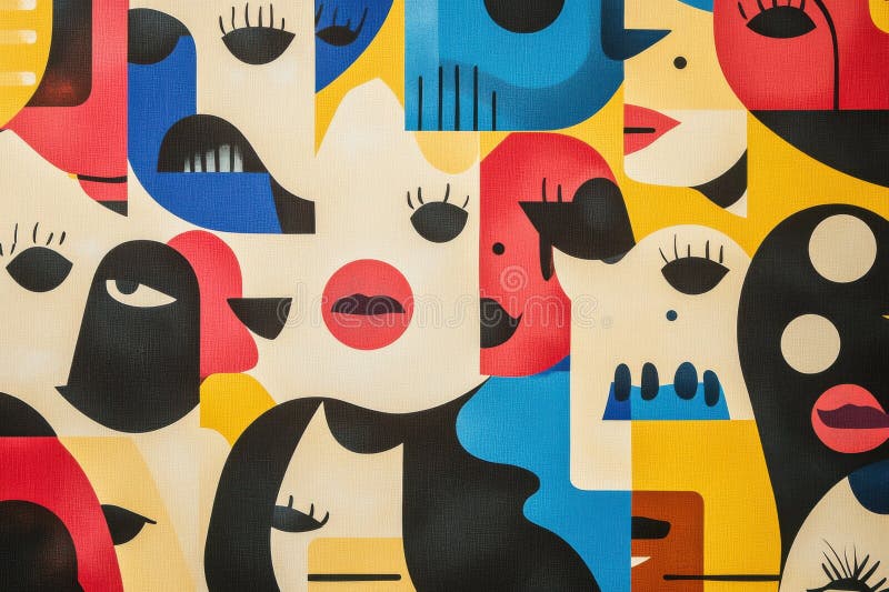 Abstract Modern Art with Colorful Geometric Faces and Shapes Concept ...