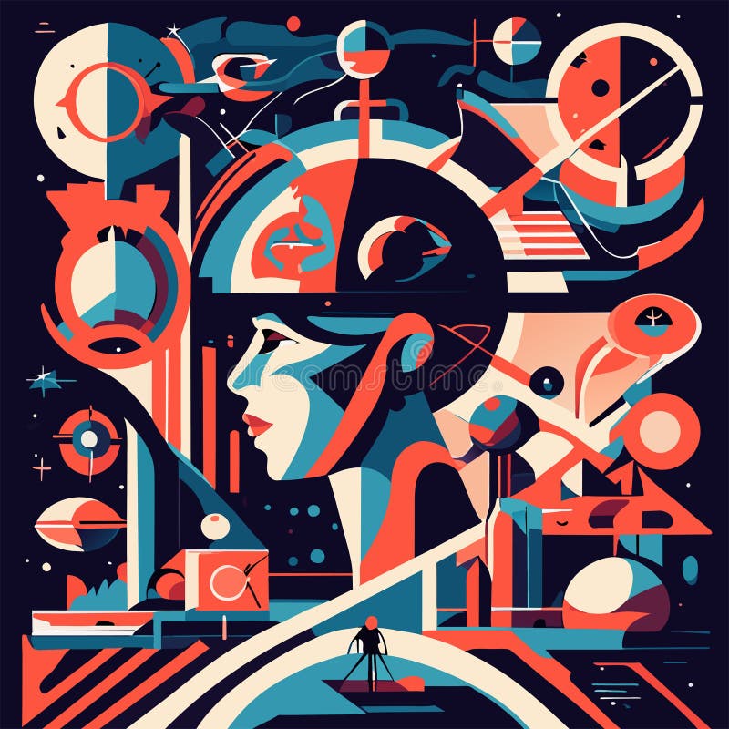 Abstract Modern Art Composition with Geometric Shapes and Figures ...