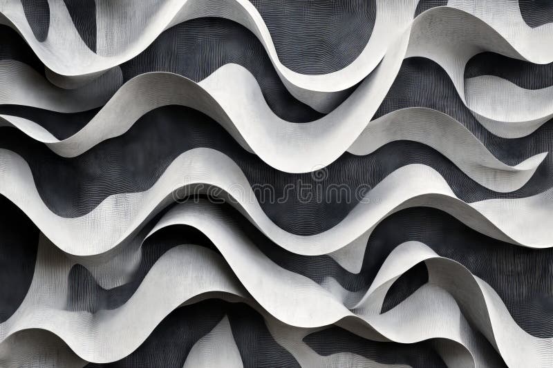 Abstract Modern Art with Flowing Curves and Textured Surfaces in ...