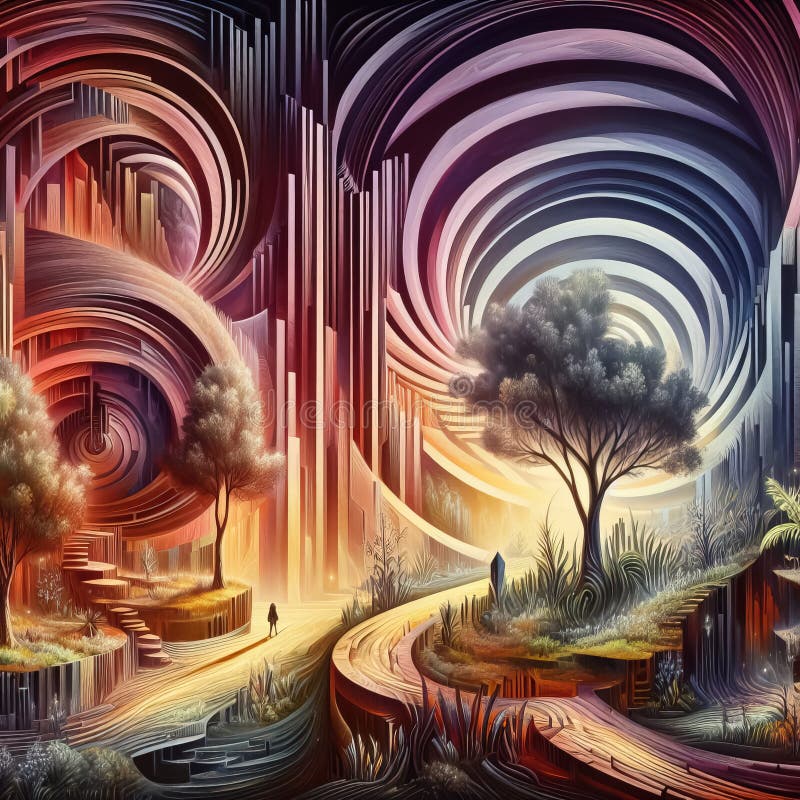 An Abstract Modern Art Liminal Dream Garden Scene, Surreal Art ...