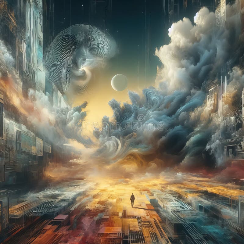 An Abstract Modern Art Liminal Dream Landscape Scene, Surreal Art ...