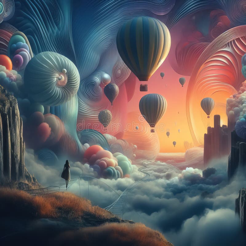 An Abstract Modern Art Liminal Dream Landscape Scene, Surreal Art ...