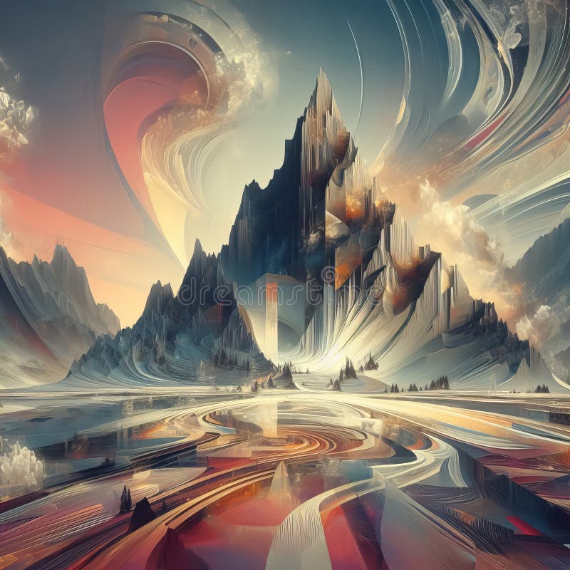 An Abstract Modern Art Liminal Dream Landscape Scene, Surreal Art ...