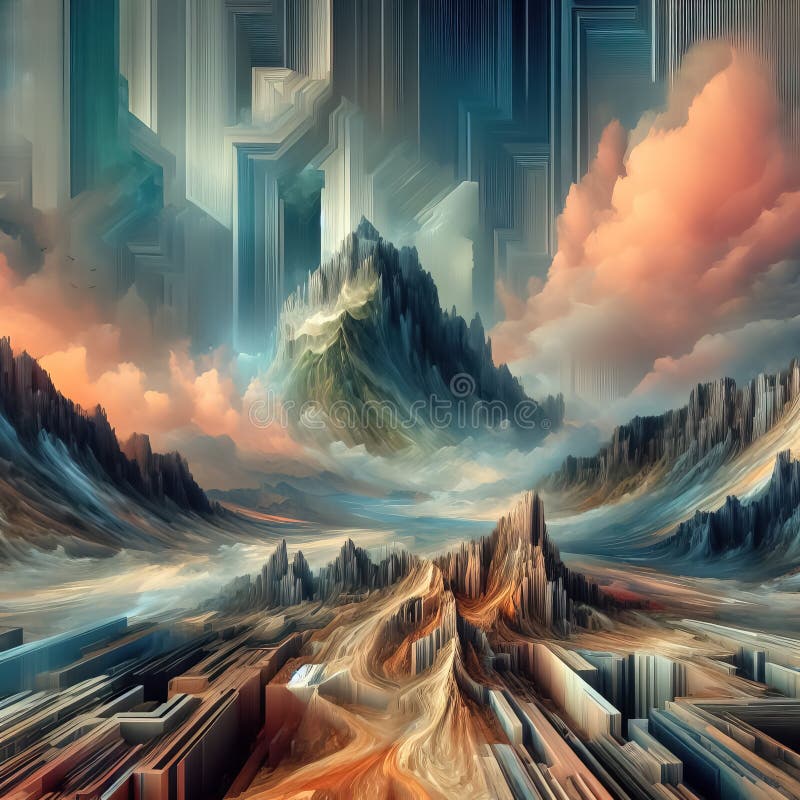 An Abstract Modern Art Liminal Dream Landscape Scene, Surreal Art ...
