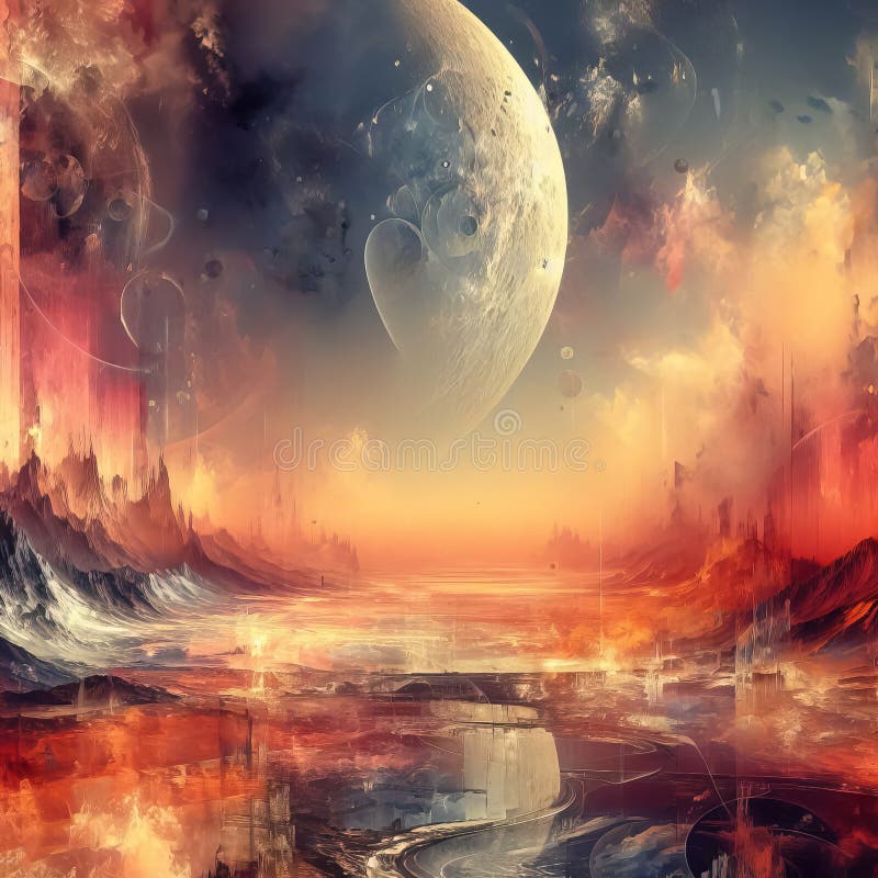 An Abstract Modern Art Liminal Dream Unknown Planet Scene, Surreal Art ...