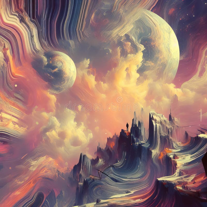 An Abstract Modern Art Liminal Dream Unknown Planet Scene, Surreal Art ...