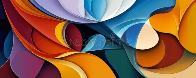 Abstract Modern Art with Overlapping Colorful Shapes Stock Illustration ...
