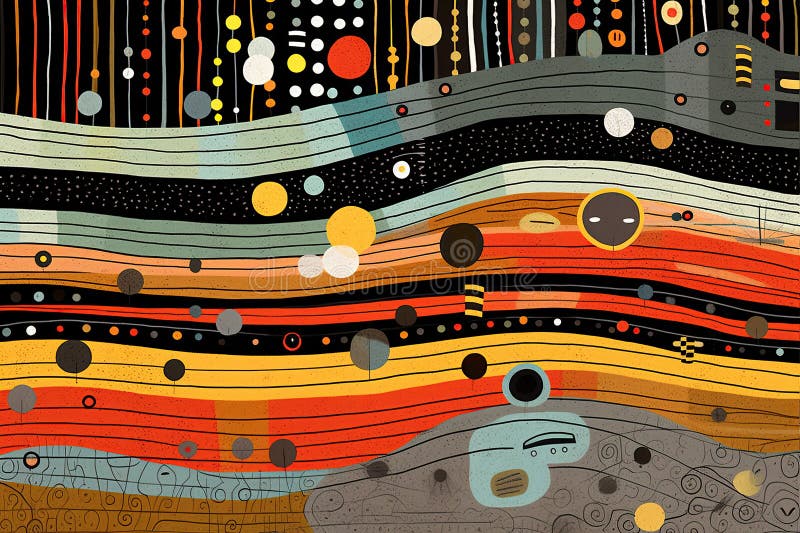 Abstract Modern Artwork with Vibrant Curves and Circles Stock ...