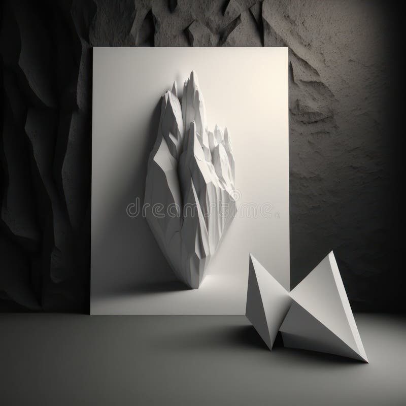 Abstract Modern Background, Craggy, Diamond-shaped Rock with a Deep ...