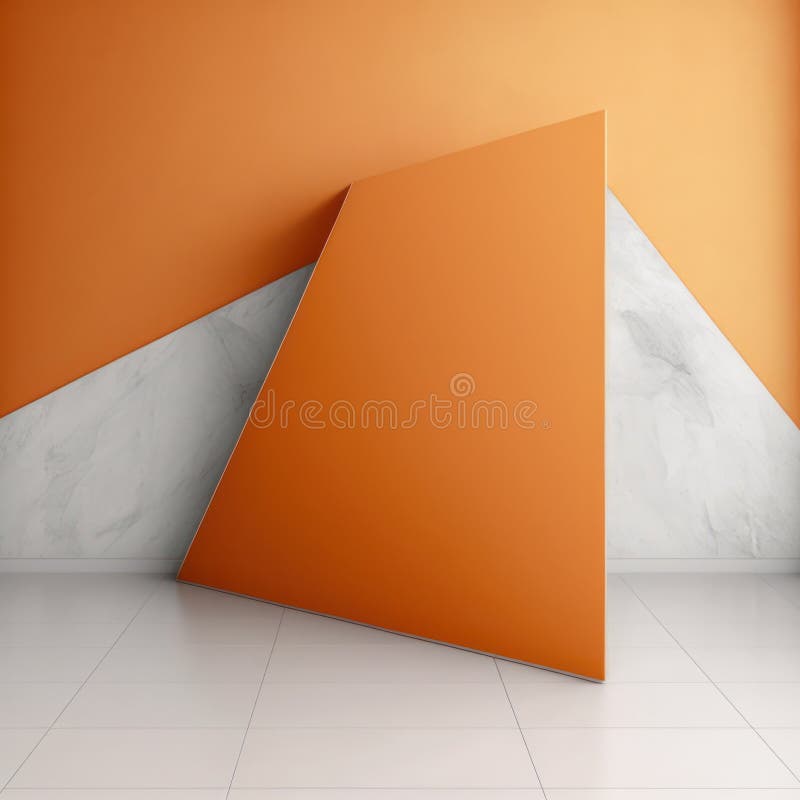 Abstract Modern Background, Muted Orange Trapezoid with Intricate ...