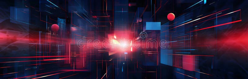 Abstract Modern Banner Design. Technology Background. Dark Blue and Red ...