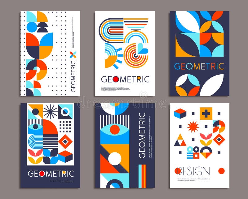 Abstract Modern Bauhaus Geometric Pattern Template Stock Illustration ...