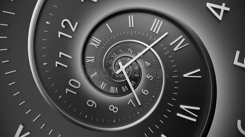 Abstract Modern Black Spiral Clock Dial. Infinite Time Concept. Stock ...