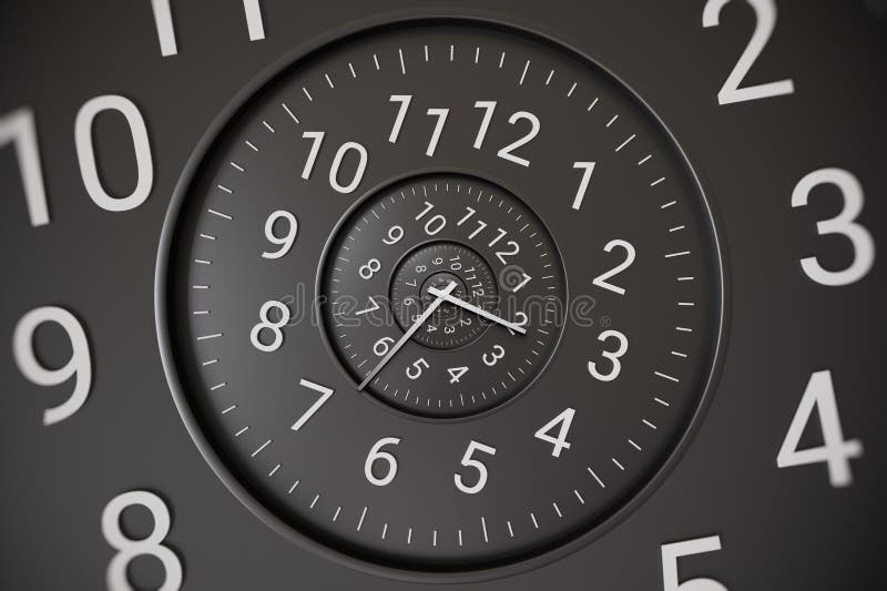 Abstract Modern Black Spiral Clock Dial. Infinite Time Concept. Stock ...