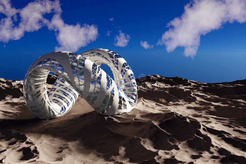 Abstract Modern Building Architecture in Desert Sand - 3D Illustration ...