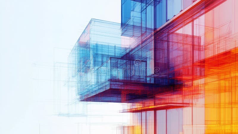 Abstract Modern Building Design with Vivid Colors Stock Illustration ...