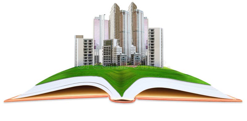 Abstract of Modern Building on Green Grass Field Stock Photo - Image of ...