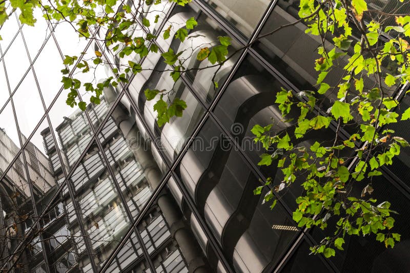Abstract Modern Building and Tree Leaf Pattern Design Stock Image ...