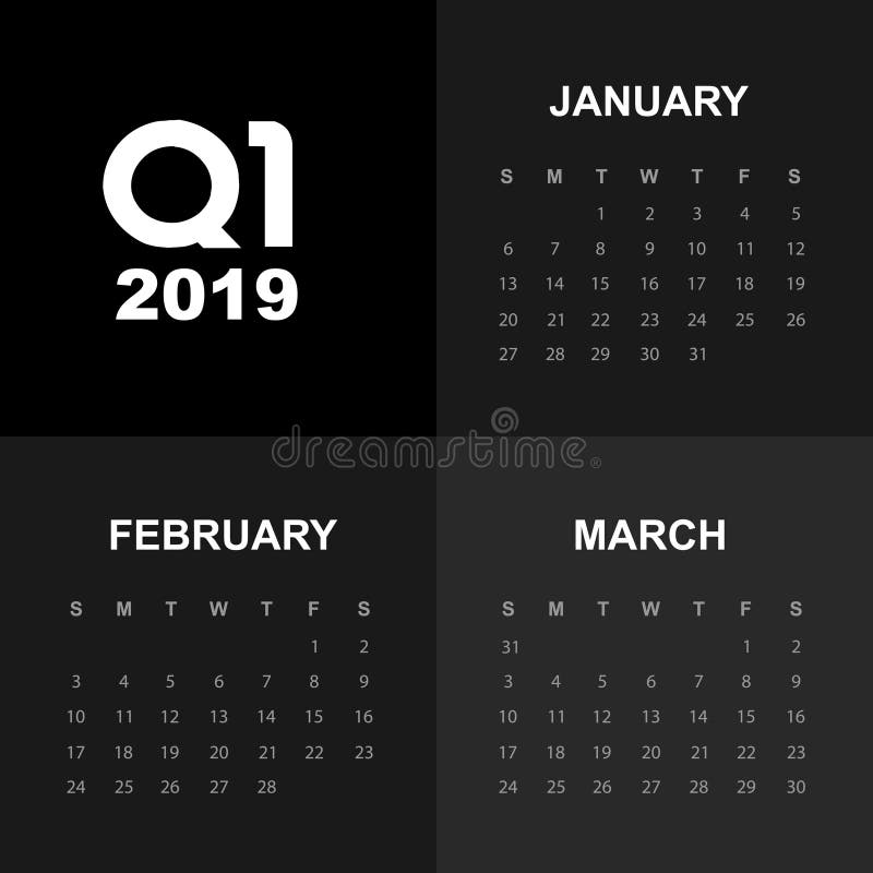 First Quarter of Calendar 2019 Stock Illustration - Illustration of ...