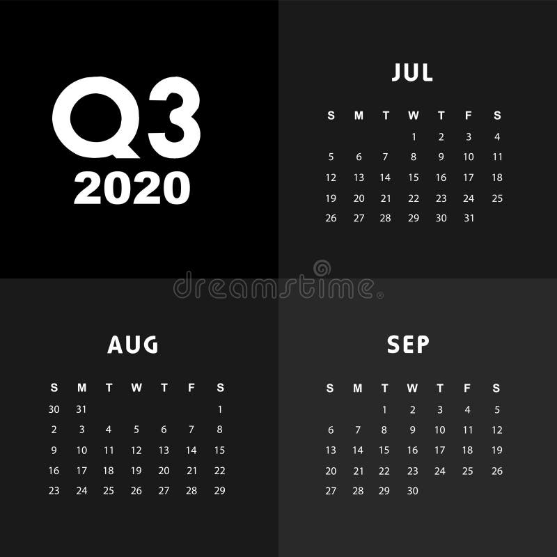 Third Quarter of Calendar 2020 Stock Illustration - Illustration of ...