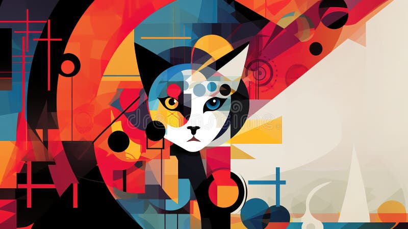 Abstract Modern Cat Design, Banner Geometrical Artwork, Ai Generated ...