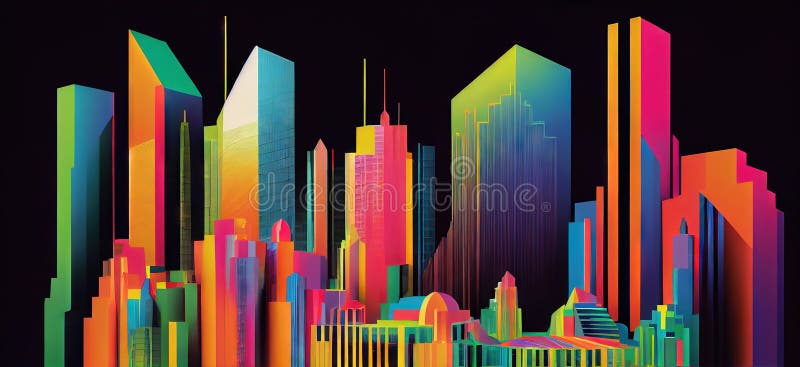 Abstract Modern Cityscape Minimalistic Illustration. Generative AI ...