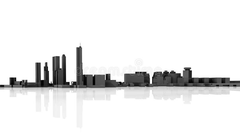 Abstract Modern Cityscape Skyline. 3d Model Stock Illustration ...