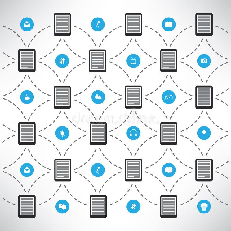 Network Design Concept with Tablets and Various Icons Stock Vector ...