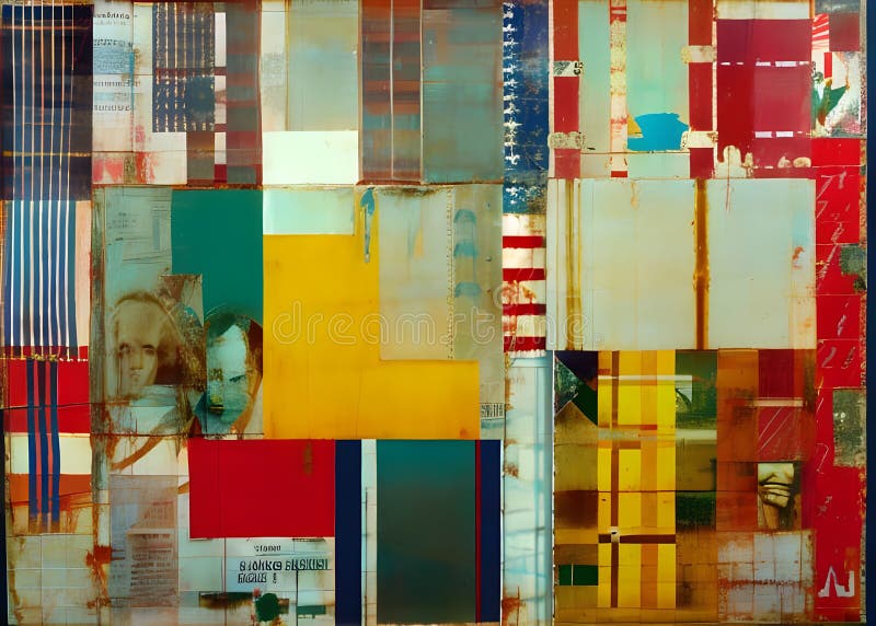 Modern Collage and Mixed Media Themed Painting with Complementary ...