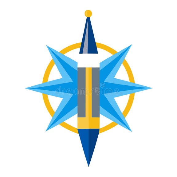 Abstract Compass Rose with Eight Points on White Background Vector ...