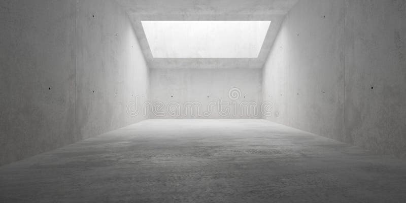 Abstract Modern Concrete Room with Angled Rectangular Light Shaft ...
