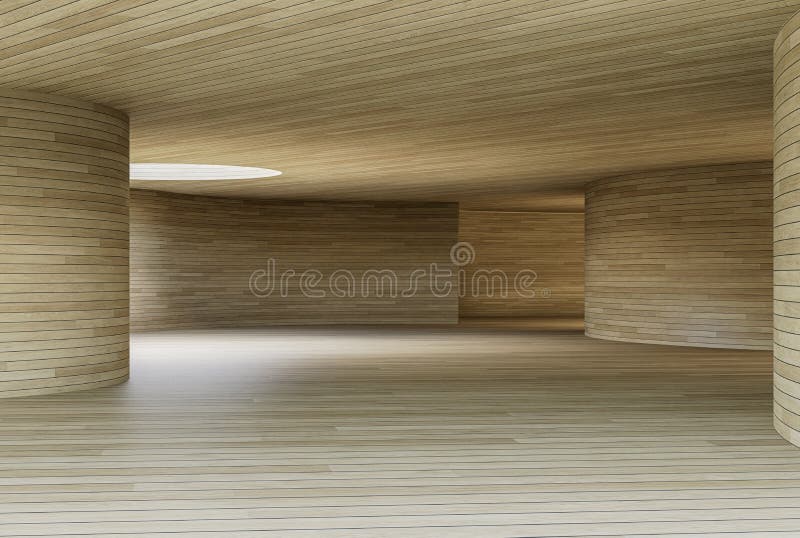 Abstract Modern Contemporary Empty Interior Space with Wooden Plank 3d ...
