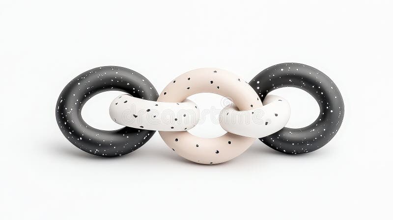 Abstract Modern 3D Sculpture of Colorful Interconnected Rings on White ...