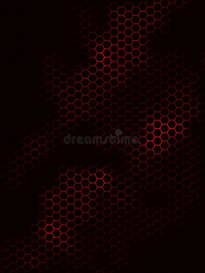 Abstract Modern Dark Background Red Neon Hexagons Texture, Honeycomb ...