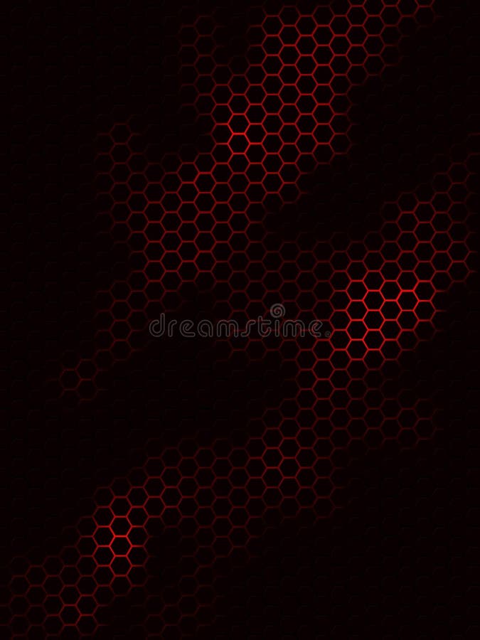 Abstract Modern Dark Background Red Neon Hexagons Texture, Honeycomb ...