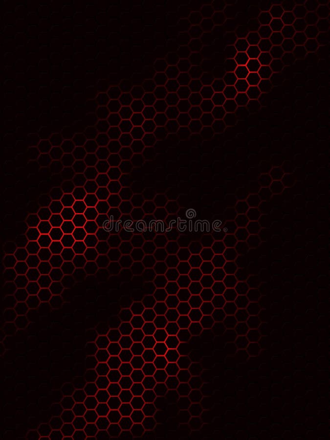 Abstract Modern Dark Background Red Neon Hexagons Texture, Honeycomb ...