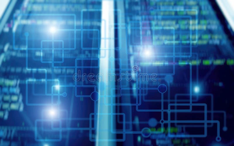 Abstract Modern Data Center Room. Electronic Computer Hardware ...