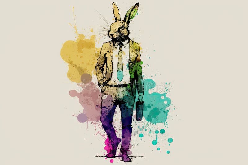 Abstract Modern Easter Bunny Dressed Standing and Posing. Ai Generative ...
