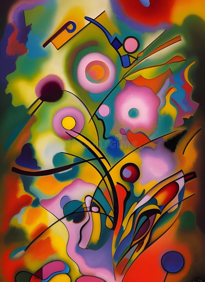 Abstract Modern Floral Themed Painting with Complementary Colors and ... Abstract Modern Floral Themed Painting with Complementary Colors and ...