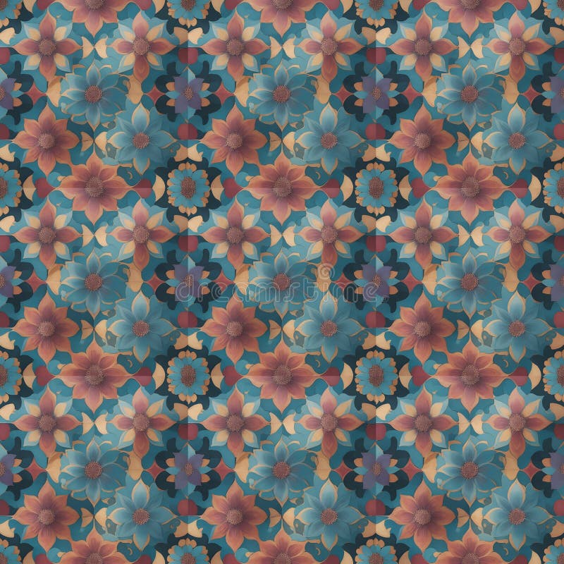 Abstract and Modern Flower Shapes Tile Pattern Image Generated by Ai ...